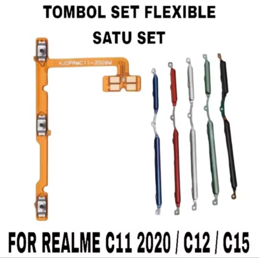 Jual Tombol flexible on off volume realme c11 / C12 / c15 ori 1set tombol power pengganti ...