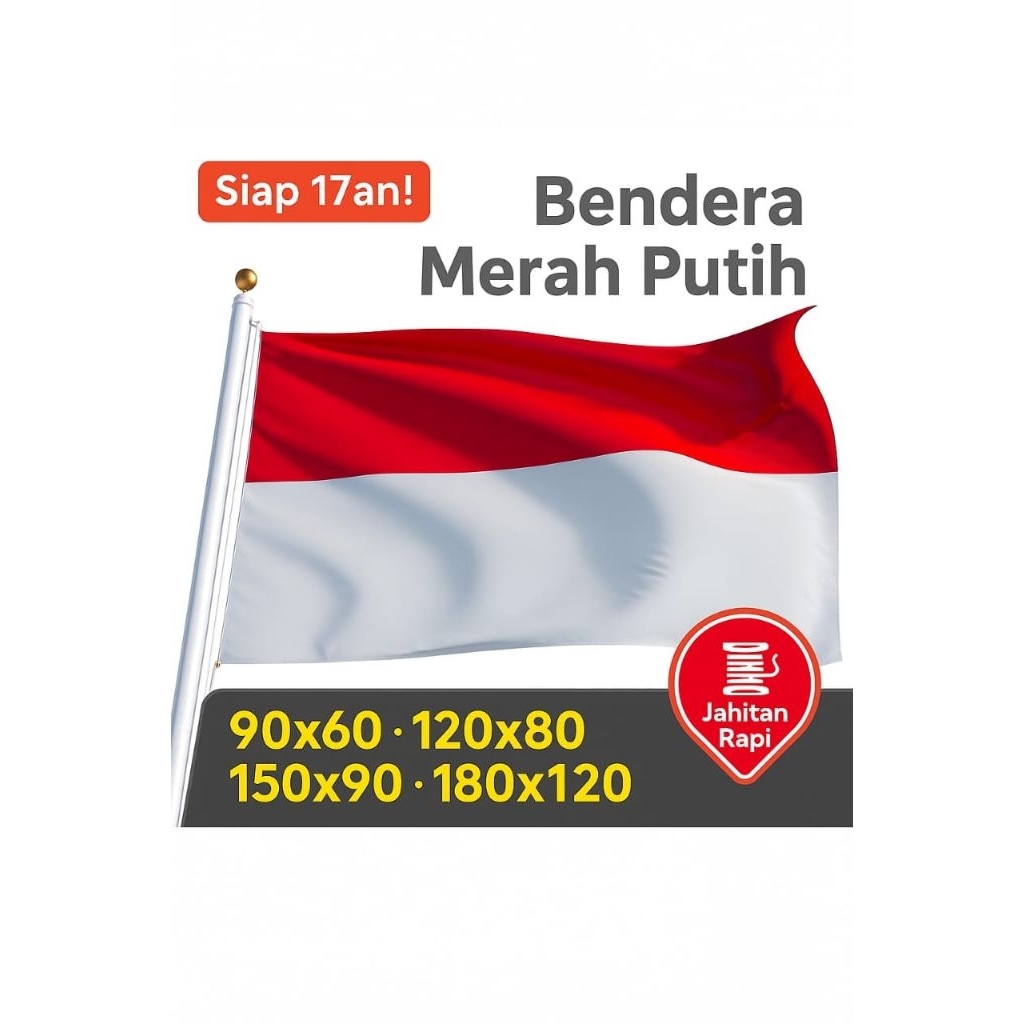 Jual Bendera Merah Putih 17an – Kain Tebal Jahitan Rapi (Ukuran 90x60 ...