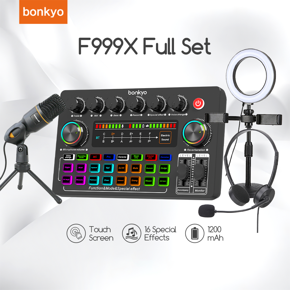 Jual Bonkyo Paket Streaming Lengkap F999X: Sound Card + Mikrofon M100 ...