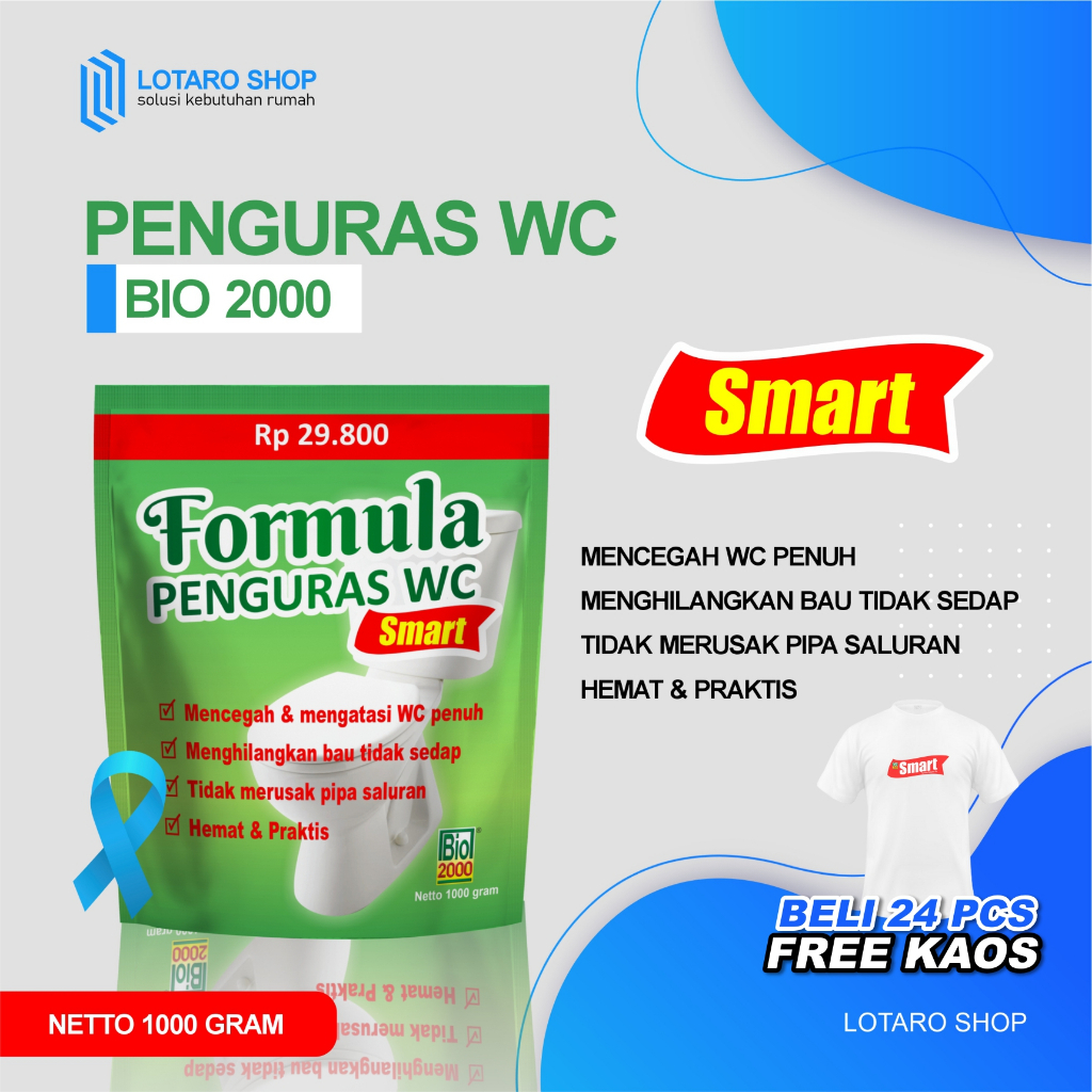 Jual SMART PENGURAS WC BIO 2000 - 1000 GR | Shopee Indonesia