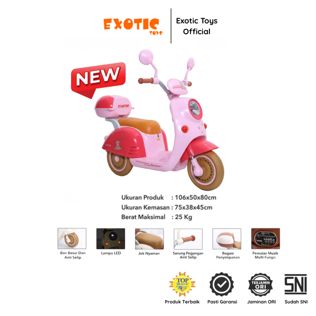Jual Exotic Toys Motor Mainan Anak Aki Rechargeable EMT-2237 | Shopee ...