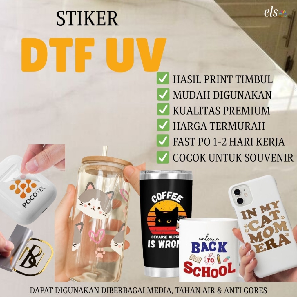 Jual PRINT UV DTF CETAK STICKER DECAL KERING TIMBUL STIKER GELAS ...