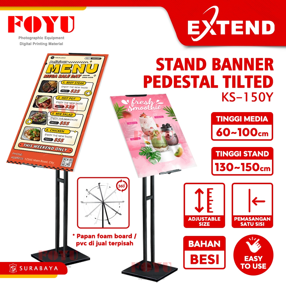 Jual Extend Stand Display Banner Poster Menu Cafe Pedestal One Side ...
