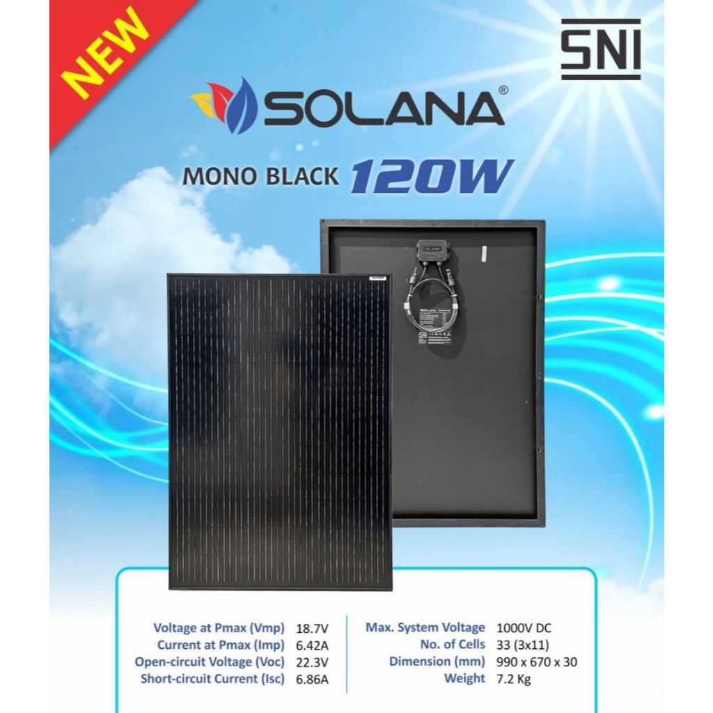 Jual SOLANA SOLAR PANEL BLACK MONO 120WP PV MODUL SOLAR CELL 120 WP ...