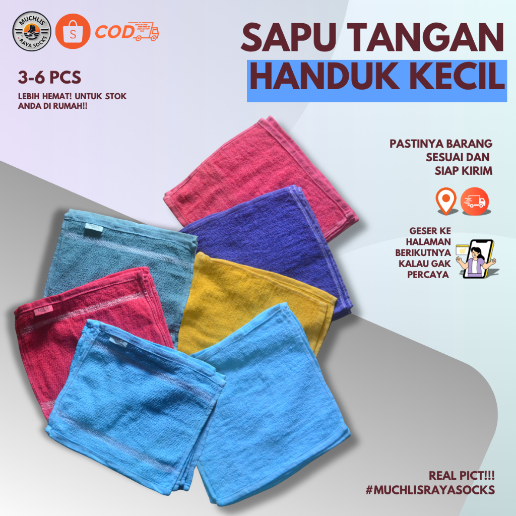 Jual 3 Pcs Sapu tangan Handuk Kecil 30 x 30cm Untuk Muka, Serbaguna ...
