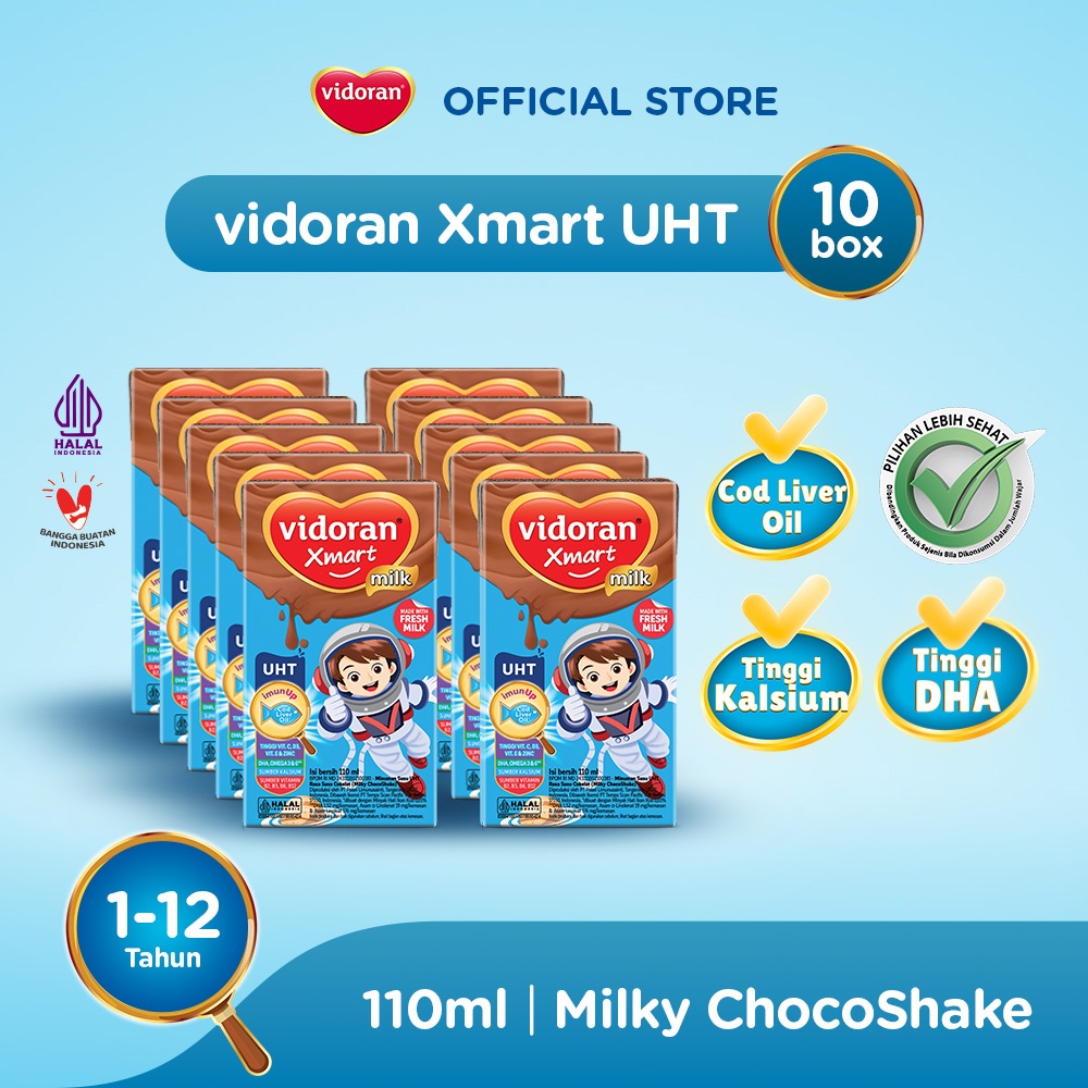 Jual Vidoran Xmart UHT Milky ChocoShake (1-12 th) - 10x110ml (Exp : 01. ...