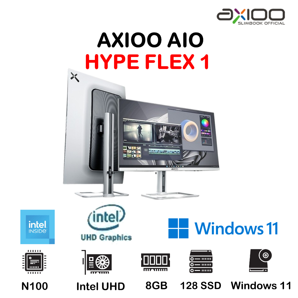 Jual AXIOO AIO PC ALL IN ONE HYPE FLEX 1 INTEL N100 8GB 128GB 23.8" WINDOWS 11 | Shopee Indonesia