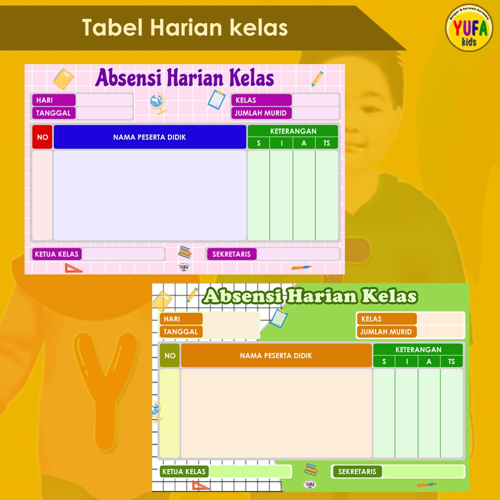 Jual 154 Poster Absensi Kelas - Poster Edukasi Anak - Poster belajar ...