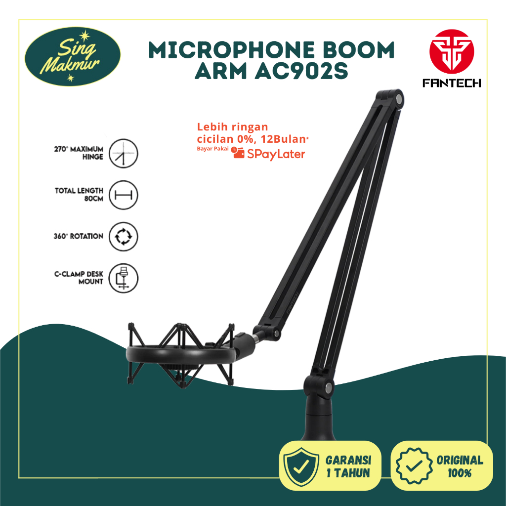 Jual FANTECH AC902s ADJUSTABLE MICROPHONE STAND Stand Mic Meja Boom Arm ...