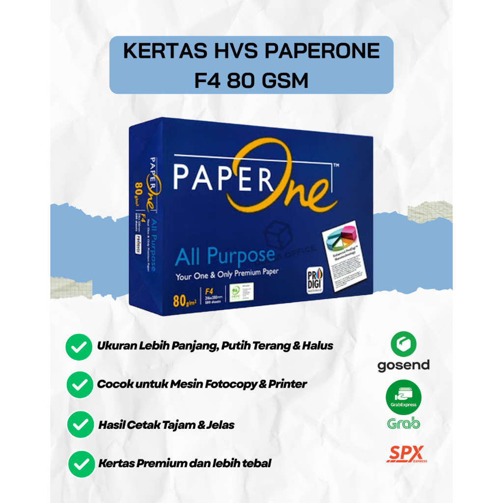 Jual Kertas HVS Folio F4 80 Gsm PAPERONE Isi 1 Dus (5 Rim) | Shopee ...