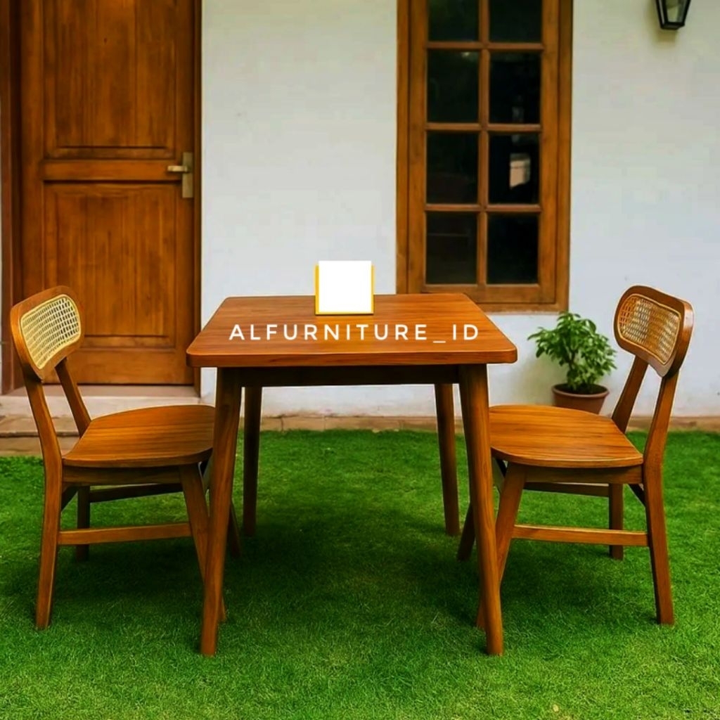 Jual SET MEJA MAKAN ROTAN / kursi kafe cafe ropan rotan kopi kayu jati minimalis murah | Shopee ...