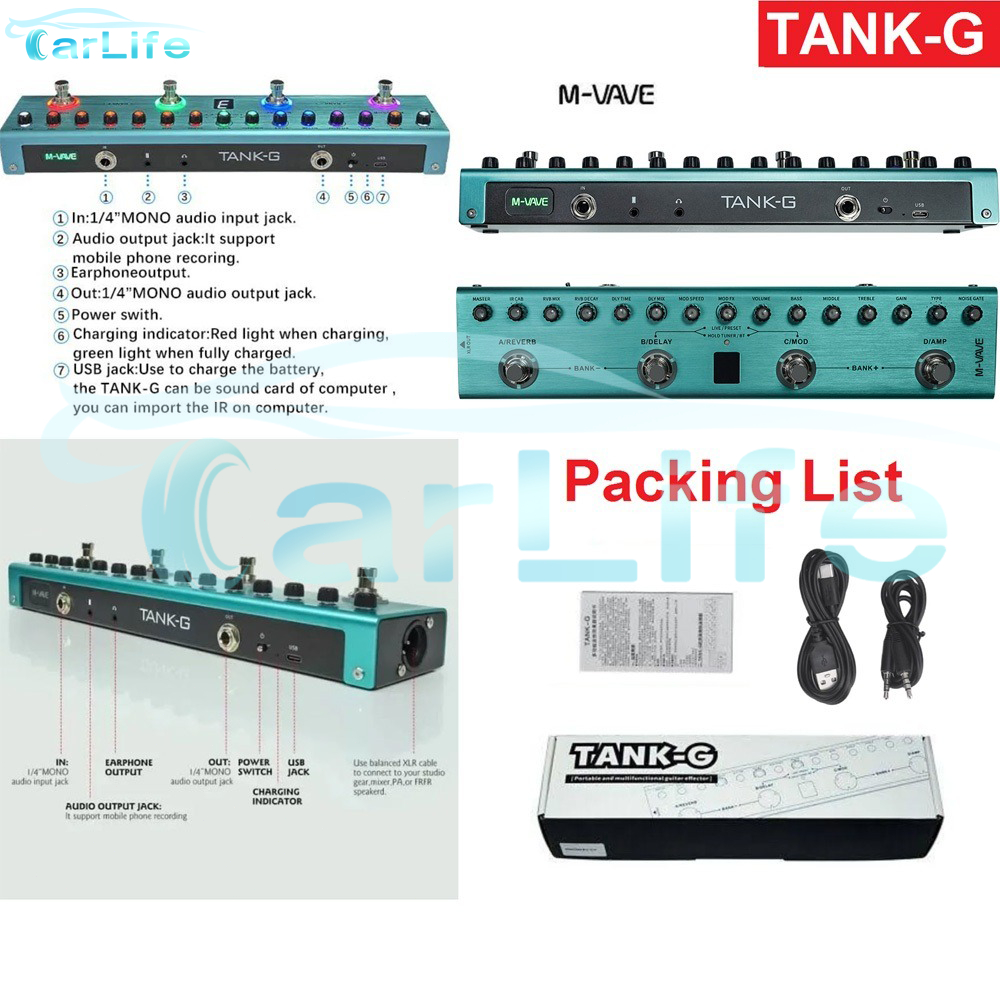 Jual Rechargeable Efek Gitar M-VAVE TANK-G V2 Multi Effects Gitar Pedal ...