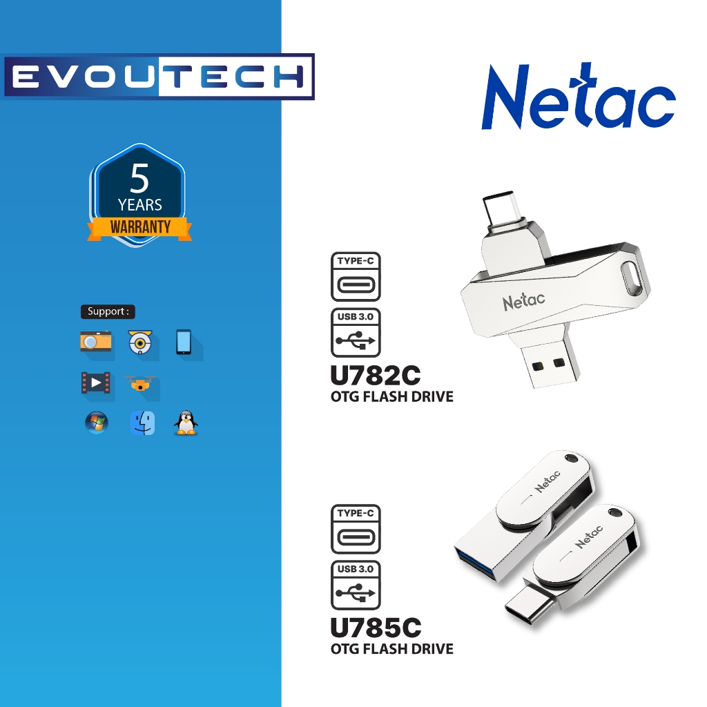 Jual [Evoutech Mall] Netac OTG Flashdisk U785C USB 3.0 | U782C USB 3.2 ...