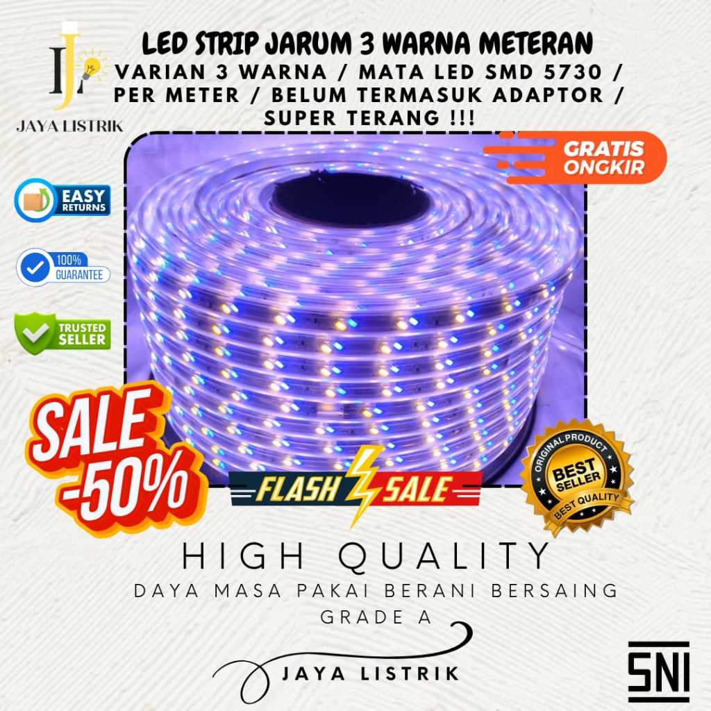 Jual JAYA LISTRIK - LAMPU LED STRIP SELANG WASEO BISA 3 WARNA ,SMD 5730 ...