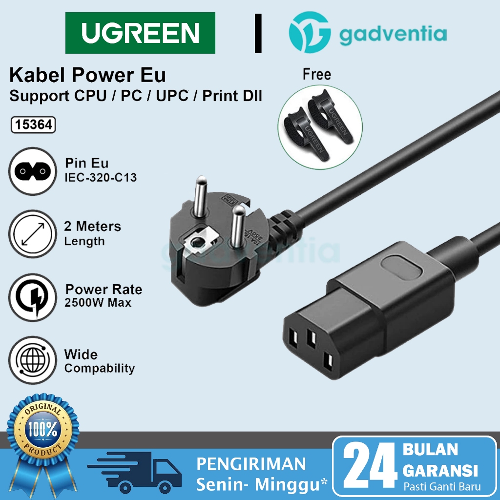 Jual UGREEN Kabel Penyambung Colokan Power CPU-PC Printer TV PS4 ...