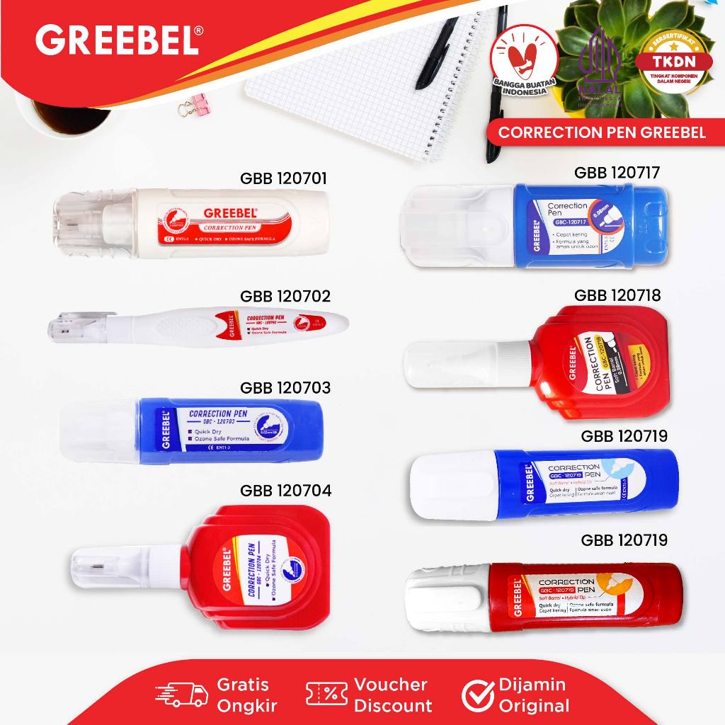 Jual GREEBEL Correction Pen Cair Tip Ex / Stipo Tip-Ex Penghapus Pulpen ...