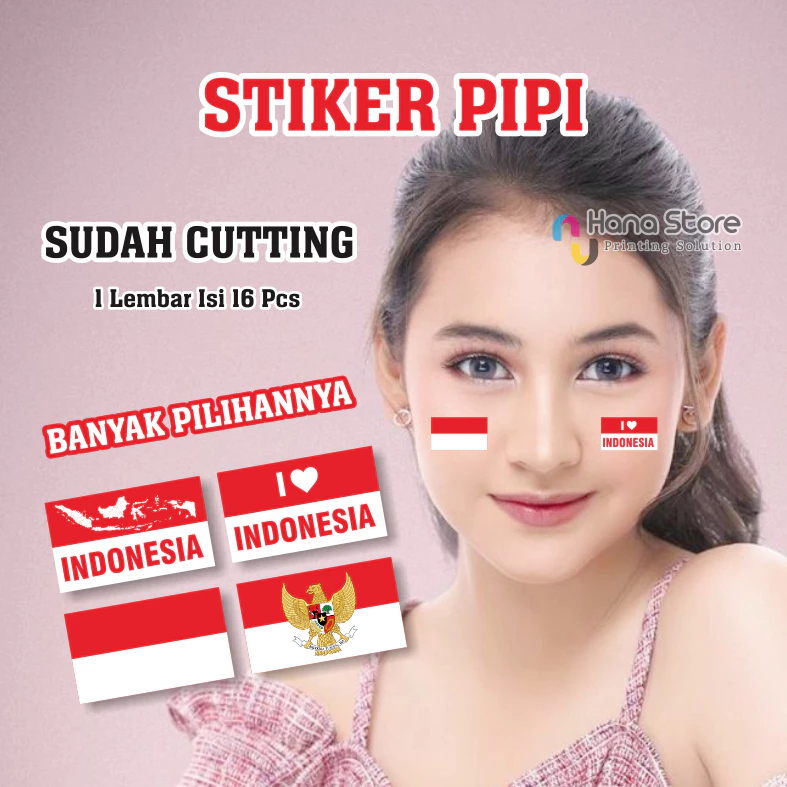 Jual Tempelan Pipi Bendera Merah Putih isi 16 pcs - Sticker Pipi Merah ...