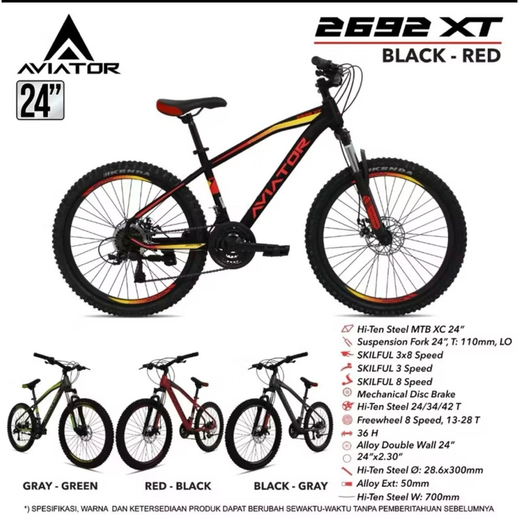 Jual Sepeda Gunung MTB 24 Inch 26 Inch Aviator 2692 XT Terbaru By ...