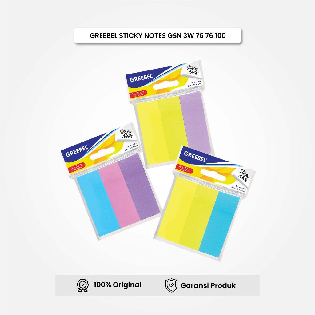 Jual GREEBEL Sticky Notes Kertas Catatan 100 Lembar (3W 7676100) Note ...