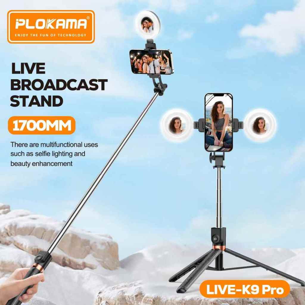 Jual PLOKAMA K9 LED PRO Tongsis Tripod Bluetooth Selfie Stick 3 in 1 ...