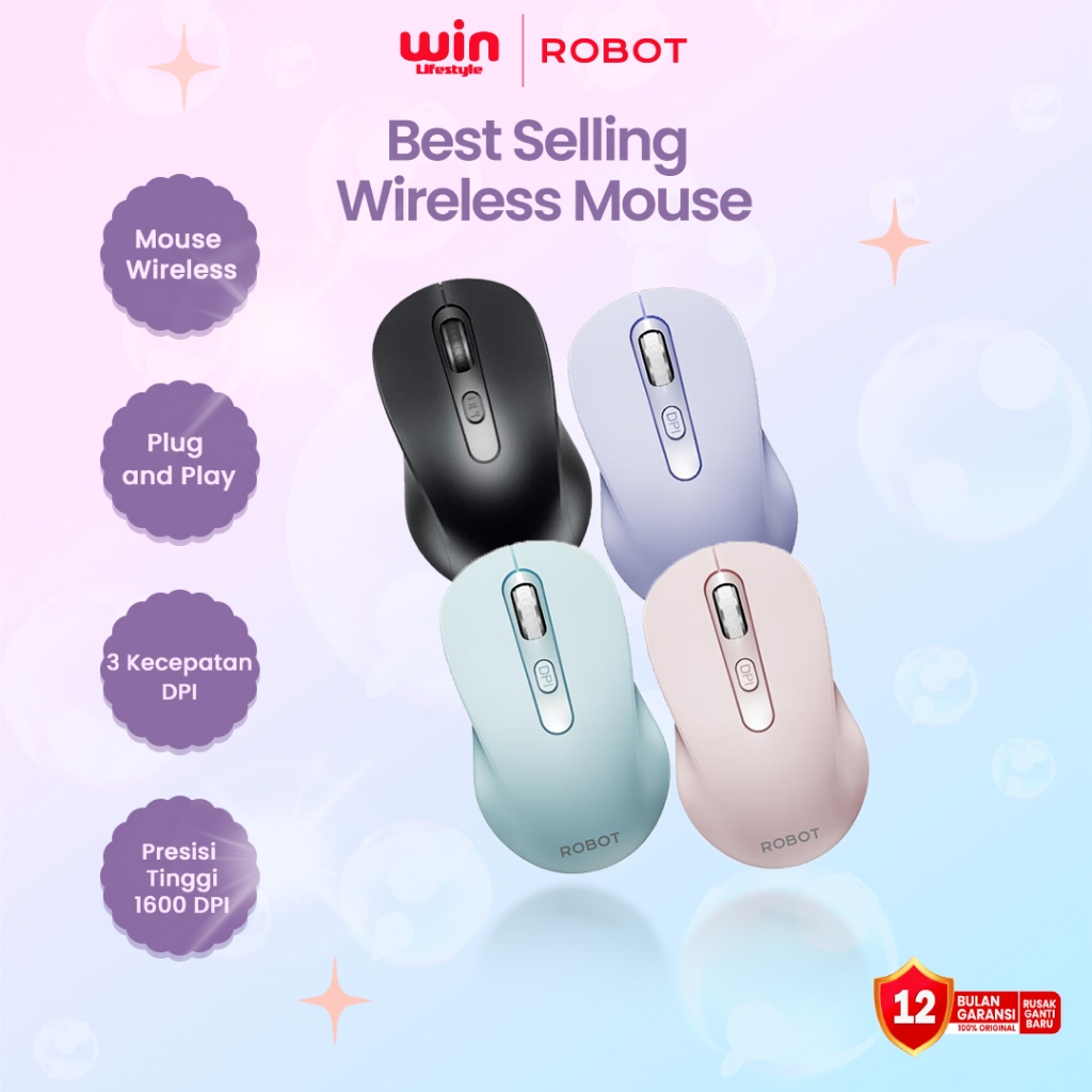 Jual [BEST SELLING] M206 ROBOT Mouse Wireless 2.4GHz Optical 1600DPI ...