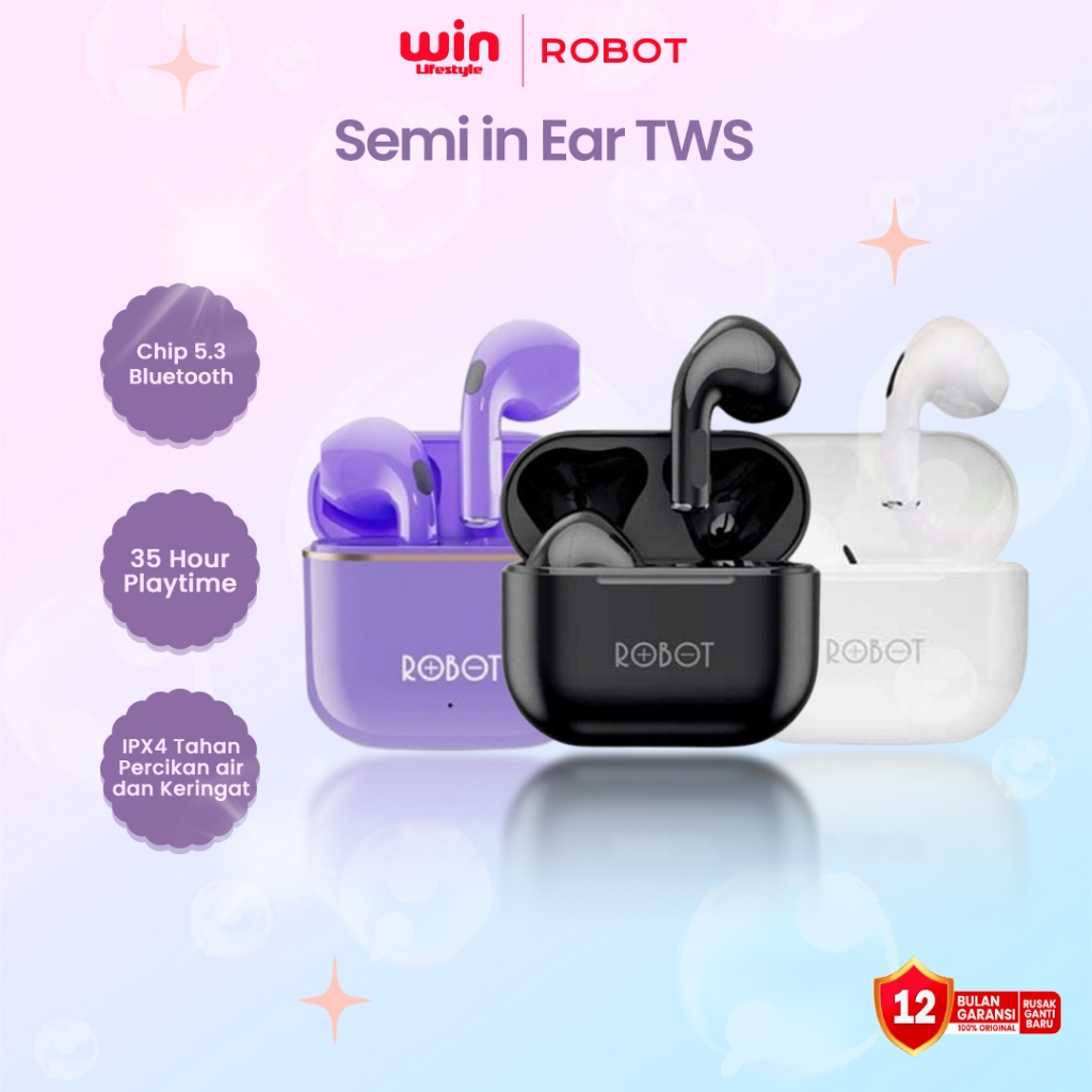 Jual ROBOT TWS True Wireless Earphone Airbuds Headset Bluetooth Gaming ...