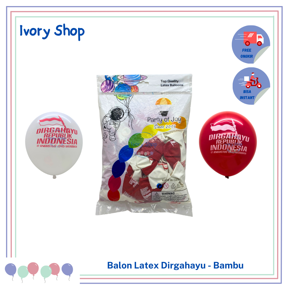 Jual Balon Latex 12 Inch HUT RI Merdeka Dirgahayu Satuan | Shopee Indonesia