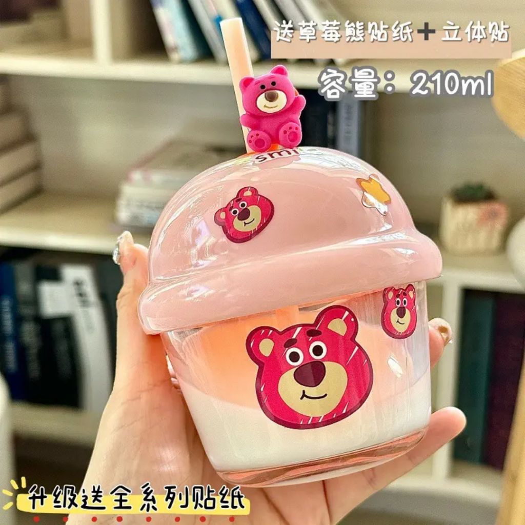 Jual GELAS KACA MINI ANAK KARAKTER | GELAS KACA SUSU ANAK 210ml | GELAS ...