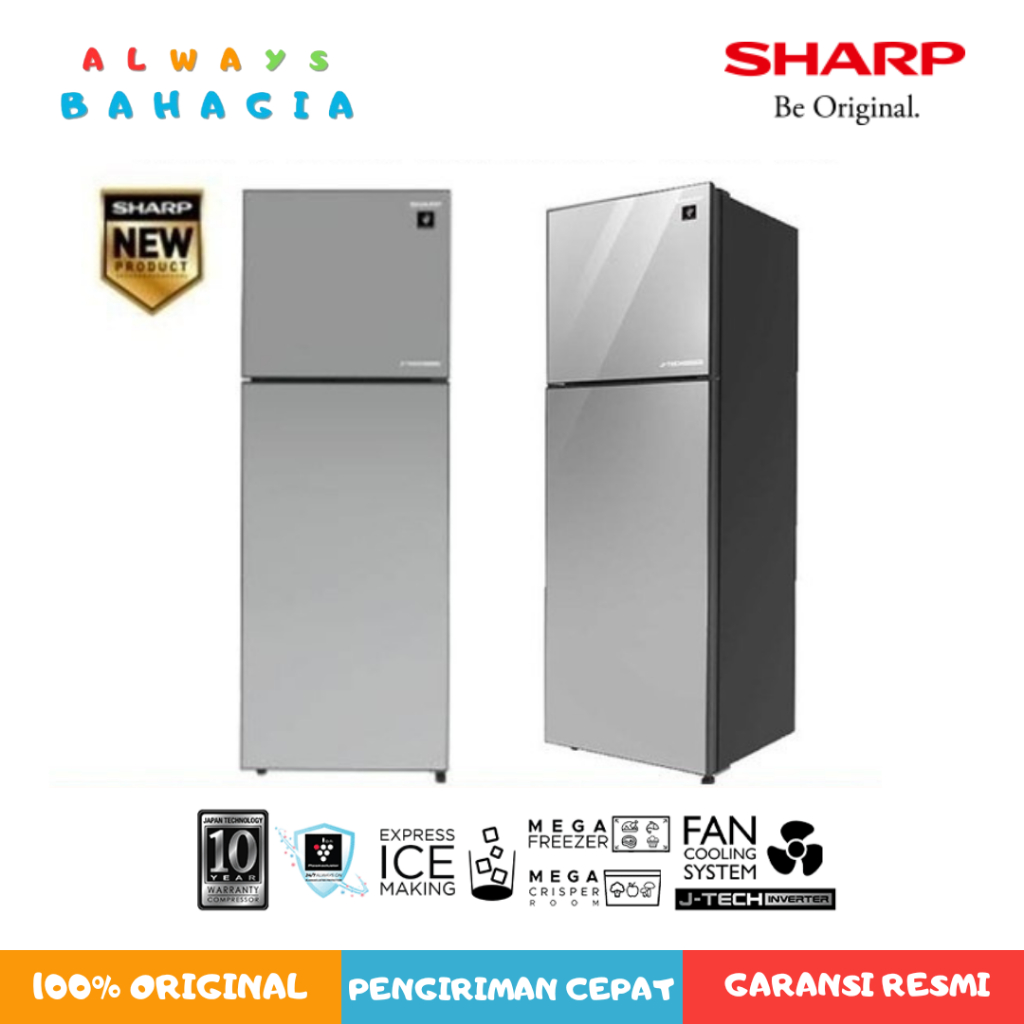 Jual SHARP SJ-456GI-MS KULKAS 2 PINTU Tempered Glass Mirror | Shopee Indonesia