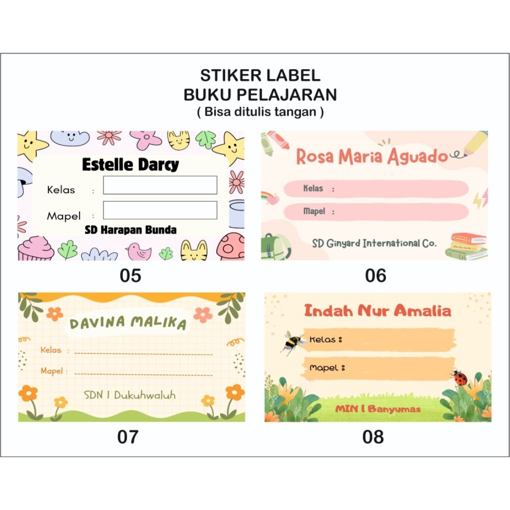 Jual Stiker mapel stiker buku label mapel label buku custom stiker ...