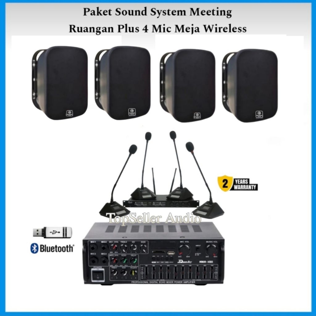 Jual Paket Sound System 4 Speaker 6 Inch HEISSER Plus Mic Meeting Meja ...