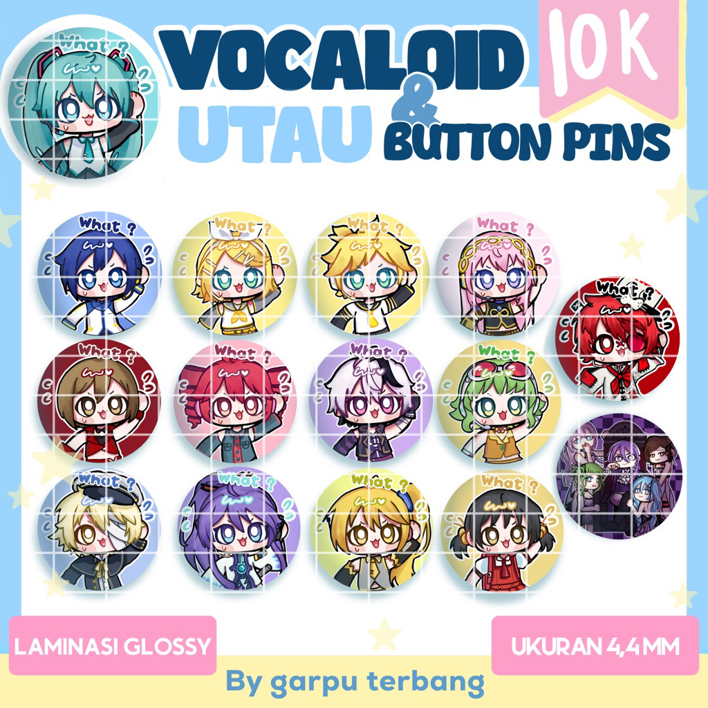 Jual [RESTOCK]VOCALOID & UTAU BUTTON PINS !! (miku,len,rin,luka,meiko ...