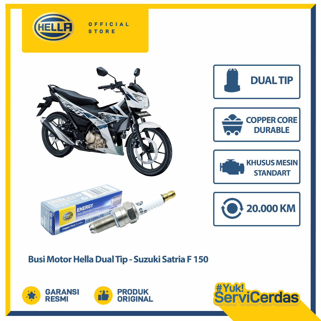 Jual Busi Motor Suzuki Satria F150 Hella Dual Tip CD10RN-7D - Busi ...