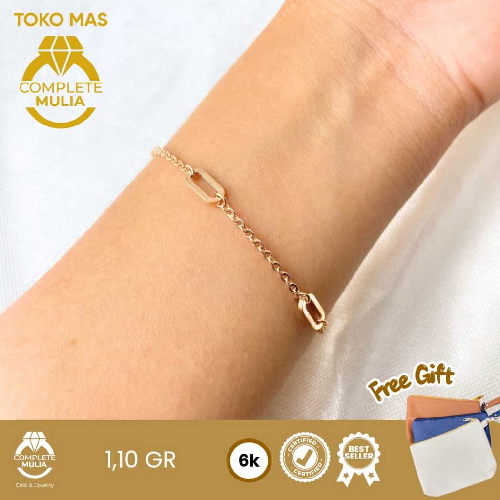 Jual Gelang Emas Dewasa Rante Polos 6K (Complete Mulia) | Shopee Indonesia