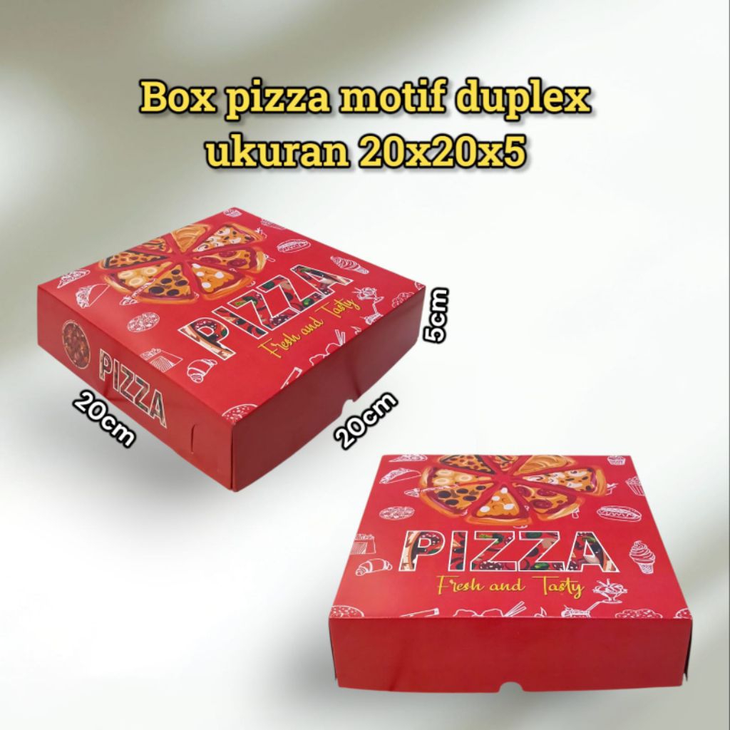 Jual Box Pizza Duplex Motif Ukuran 20x20x5cm (isi 50pcs) | Shopee Indonesia