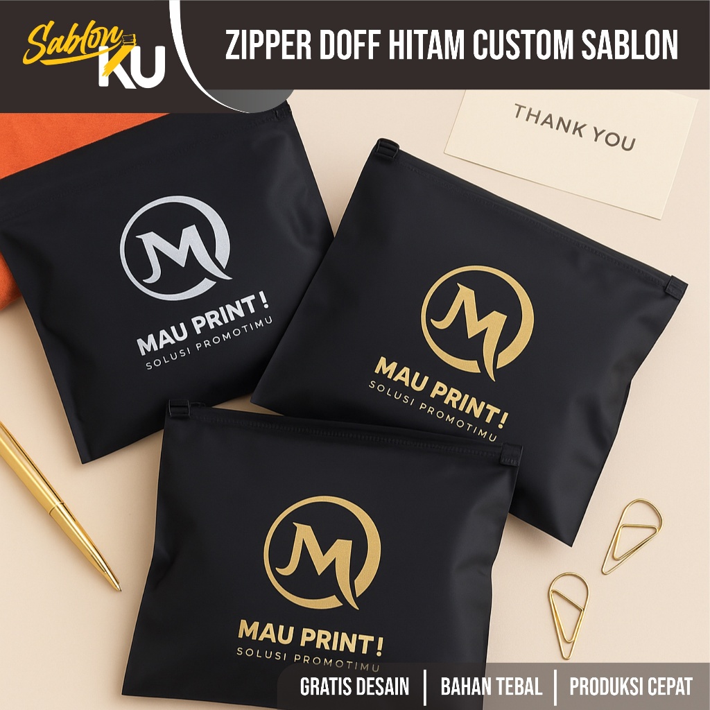 Jual Zipper Storage Bag Hitam Matte Custom sablon Kantong Plastik ...