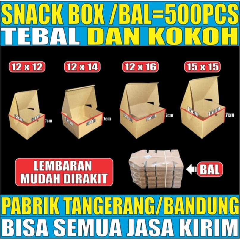 Jual Snack Box 12x12 / 12x14 / 12x16 / 15x15 Dus Kotak Kue Kraft Coklat ...