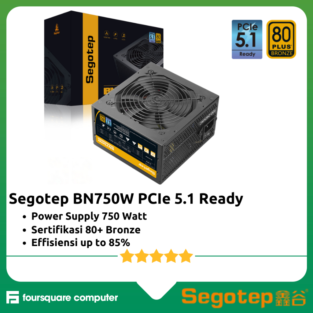 Jual Segotep BN750 PSU 750 Watt 80+ Bronze PCIe 5.1 Effisiensi up to 85 ...
