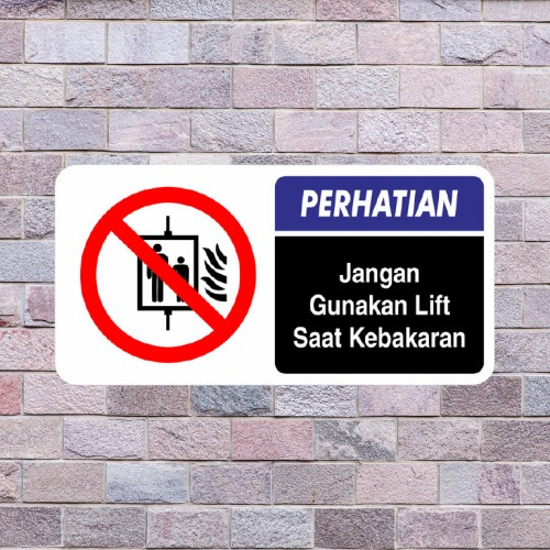 Jual Rambu jangan gunakan lift saat kebakaran 10x30 cm | Shopee Indonesia