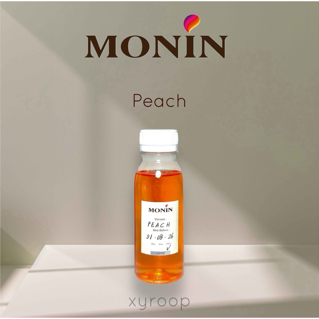 Jual Monin Peach Syrup Repack Original 30ml 50ml 100ml | Shopee Indonesia