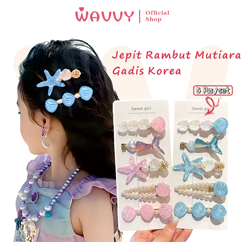 Jual Wavvy Jepit Rambut Mutiara Lucu Korea 5 pcs / Jepit Rambut Kerang ...