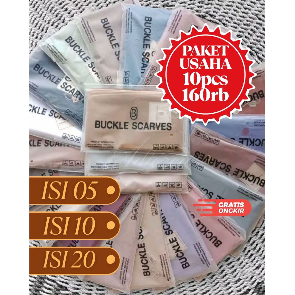 Jual PAKET USAHA 10pcs Jilbab Segiempat Azara Buckle Polos Lasercut ...