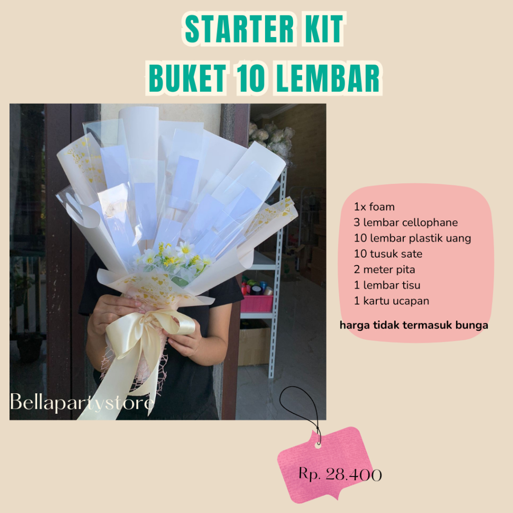Jual paket Starter Kit Buket Uang 10 Lembar – Bahan Lengkap DIY Buket ...
