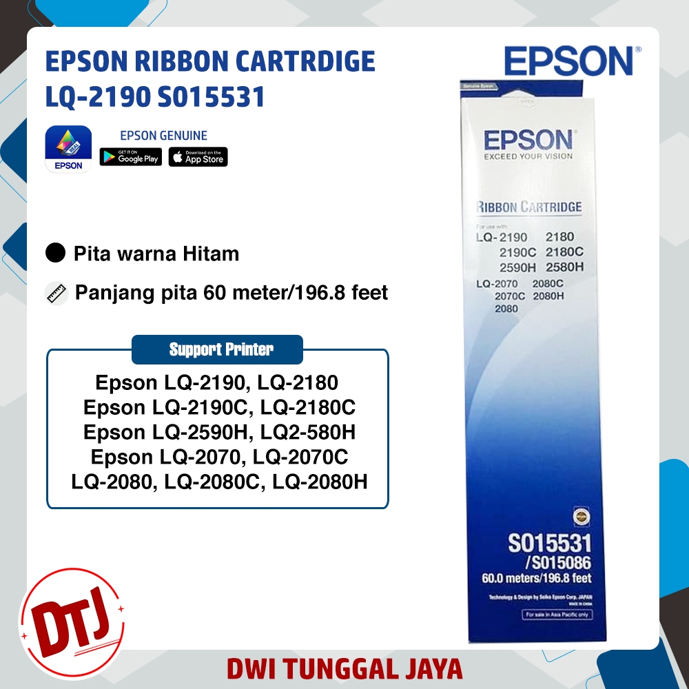 Jual Epson Ribbon Cartridge LQ-2190 / LQ-2180 Original (S015531/S015086 ...