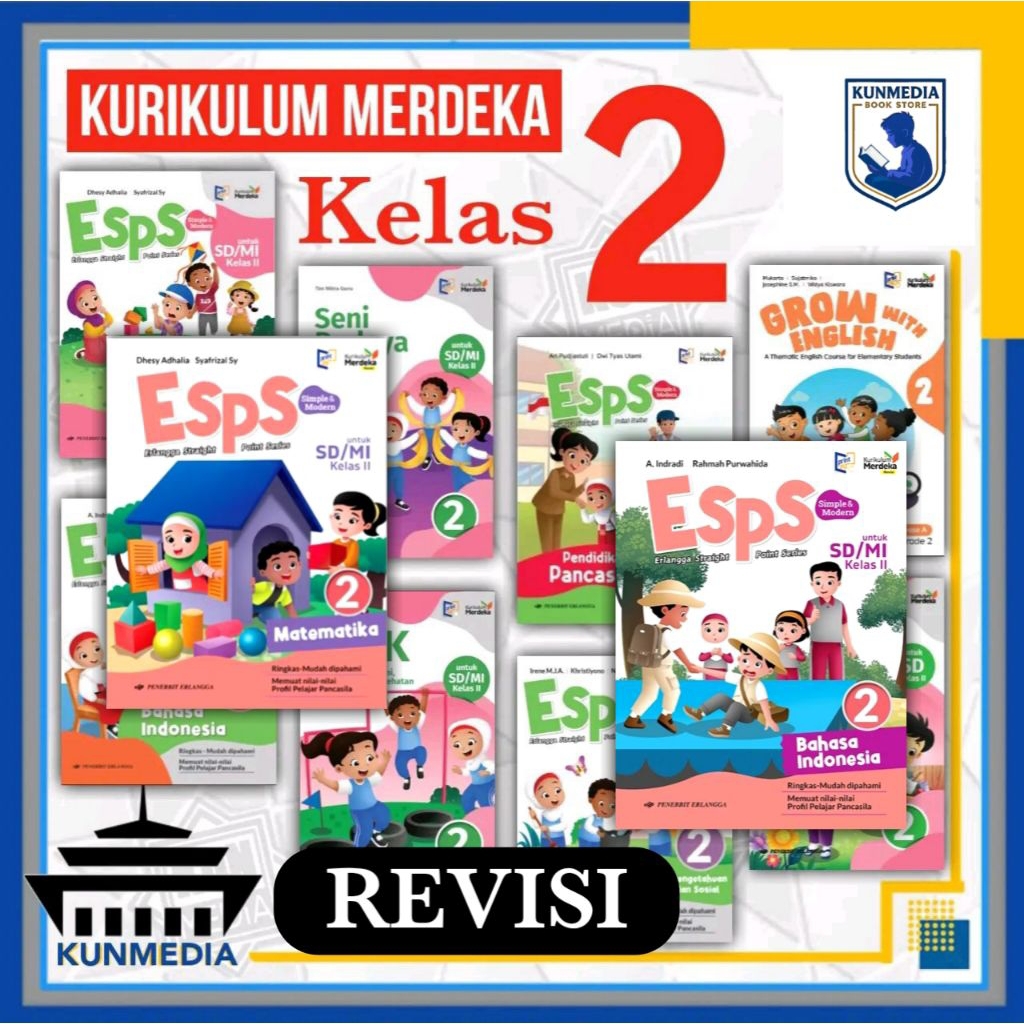 Jual ORIGINAL BUKU PAKET REVISI KELAS 2 SD KURIKULUM MERDEKA ERLANGGA VKM ESPS MATEMATIKA IPAS ...