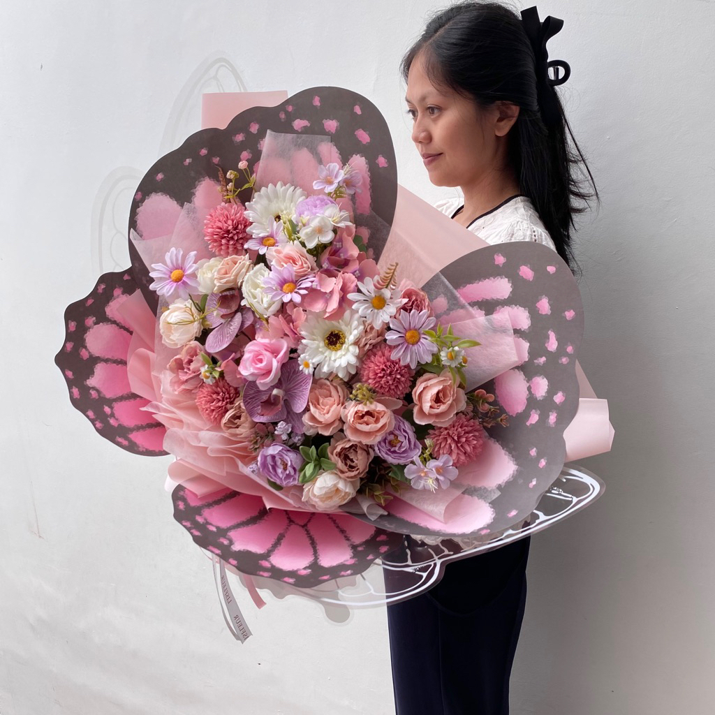 Jual Buket bunga artificial Bentuk Butterfly korean wrap kode Loava big ...