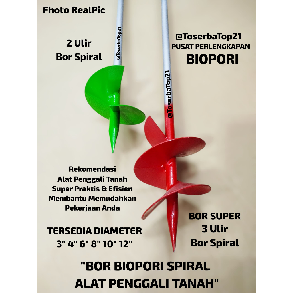 Jual Bor Spiral Super 3 Ulir Bor Biopori Alat Gali Tanah Manual ...