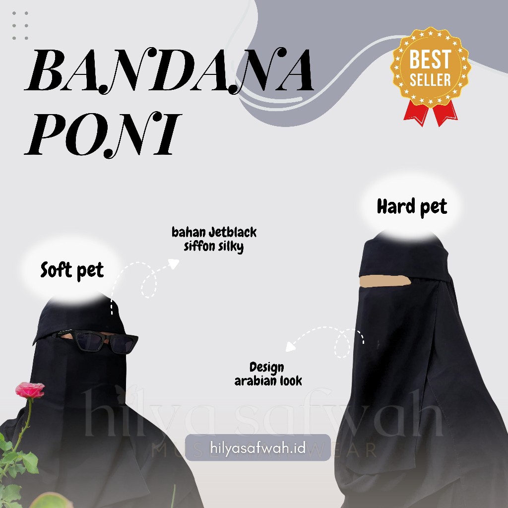 Jual hilya safwah - Niqab Bandana Poni jetblack siffon ori premium ...