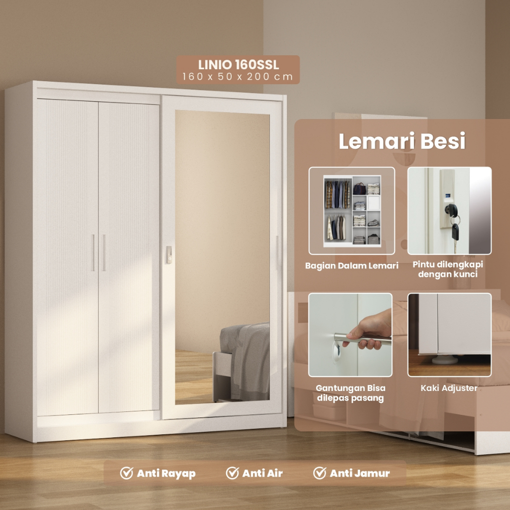 Jual Lemari Pakaian Besi 3pintu Pira Linio 160 SSL Mwd Promo | Shopee ...