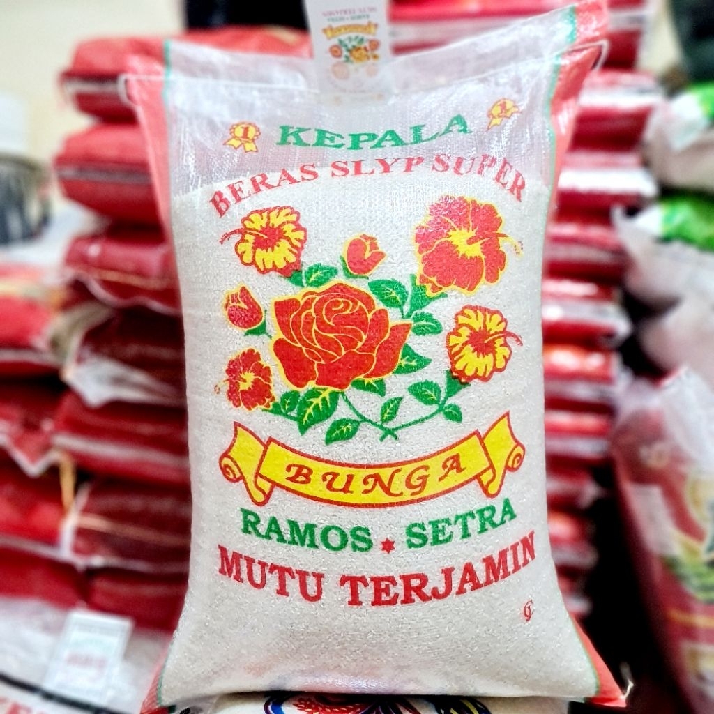 Jual beras enak pulen cap bunga ramos setra 25kg | Shopee Indonesia